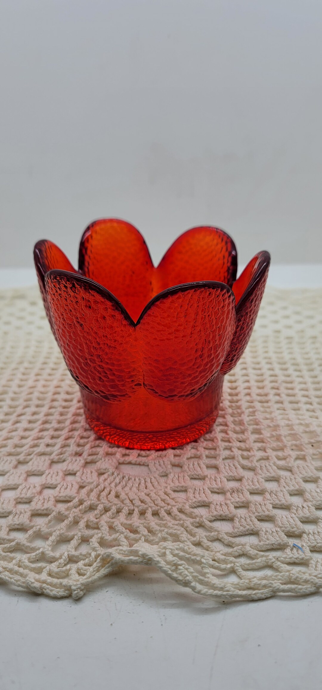 Viking Ruby Red Glass Tulip Pebble Texture Votive Candle Holder, 3.25 ...