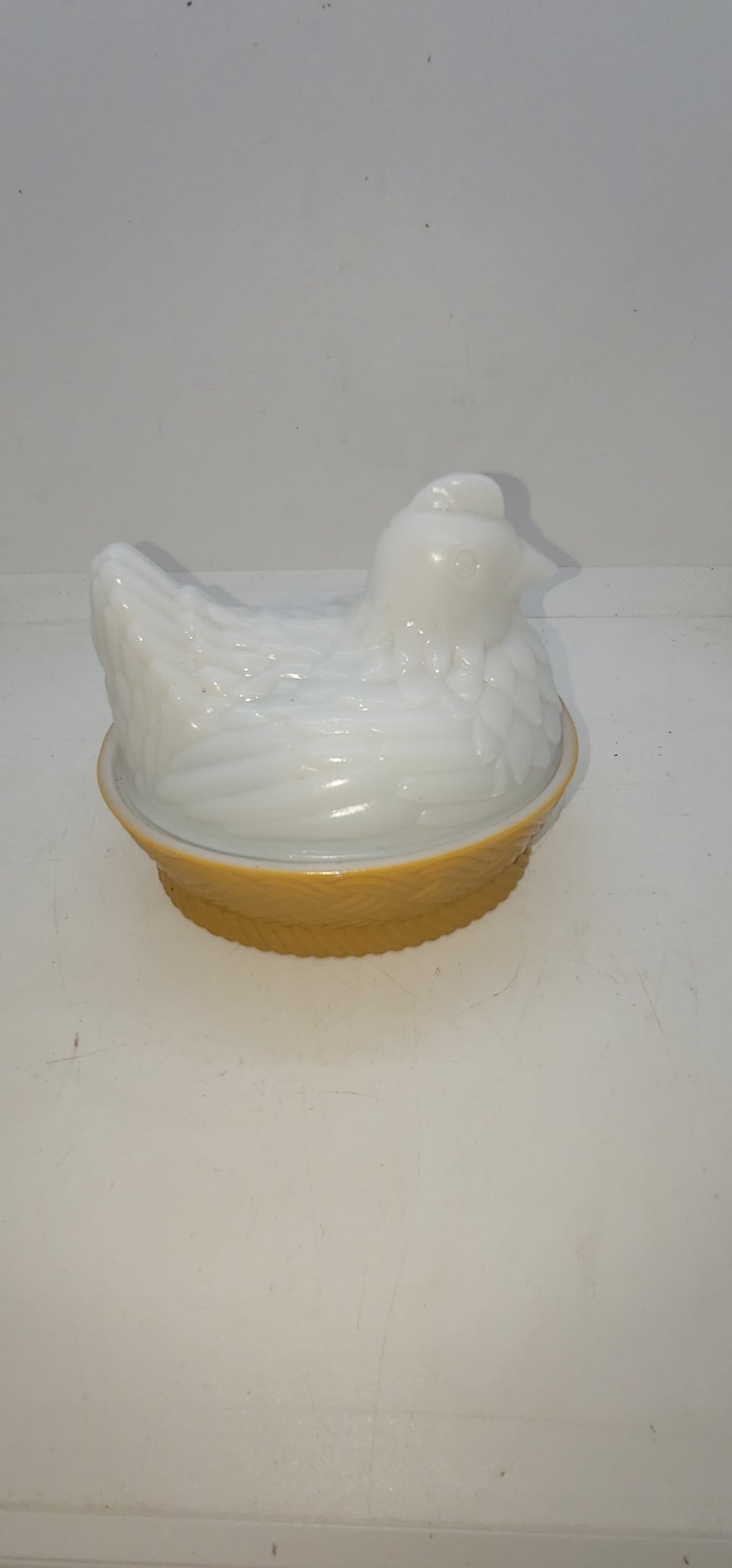 Avon Nesting Hen Glass Trinket Box, Lid is White Milk-glass Chicken ...