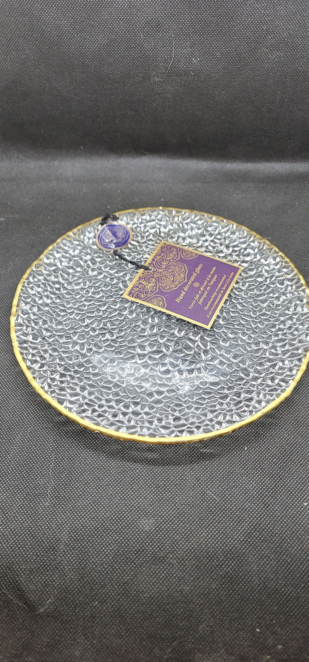 Pair of Artistic Accents Clear Bubble Crackle Glass Lunch Plates, Made ...