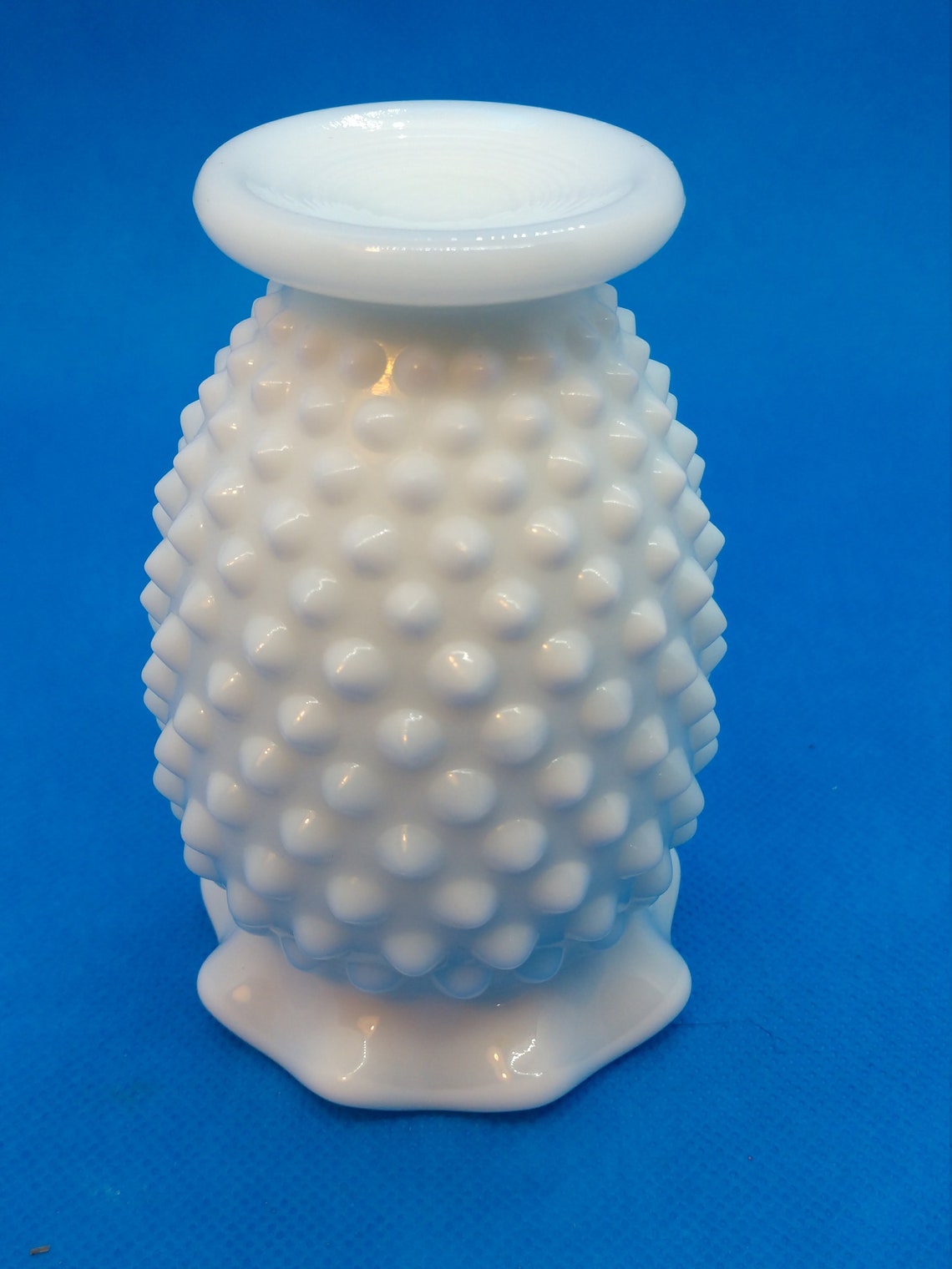 Fenton White Hobnail Milk Glass Ruffled Edge Small Vase 3.5 | Etsy