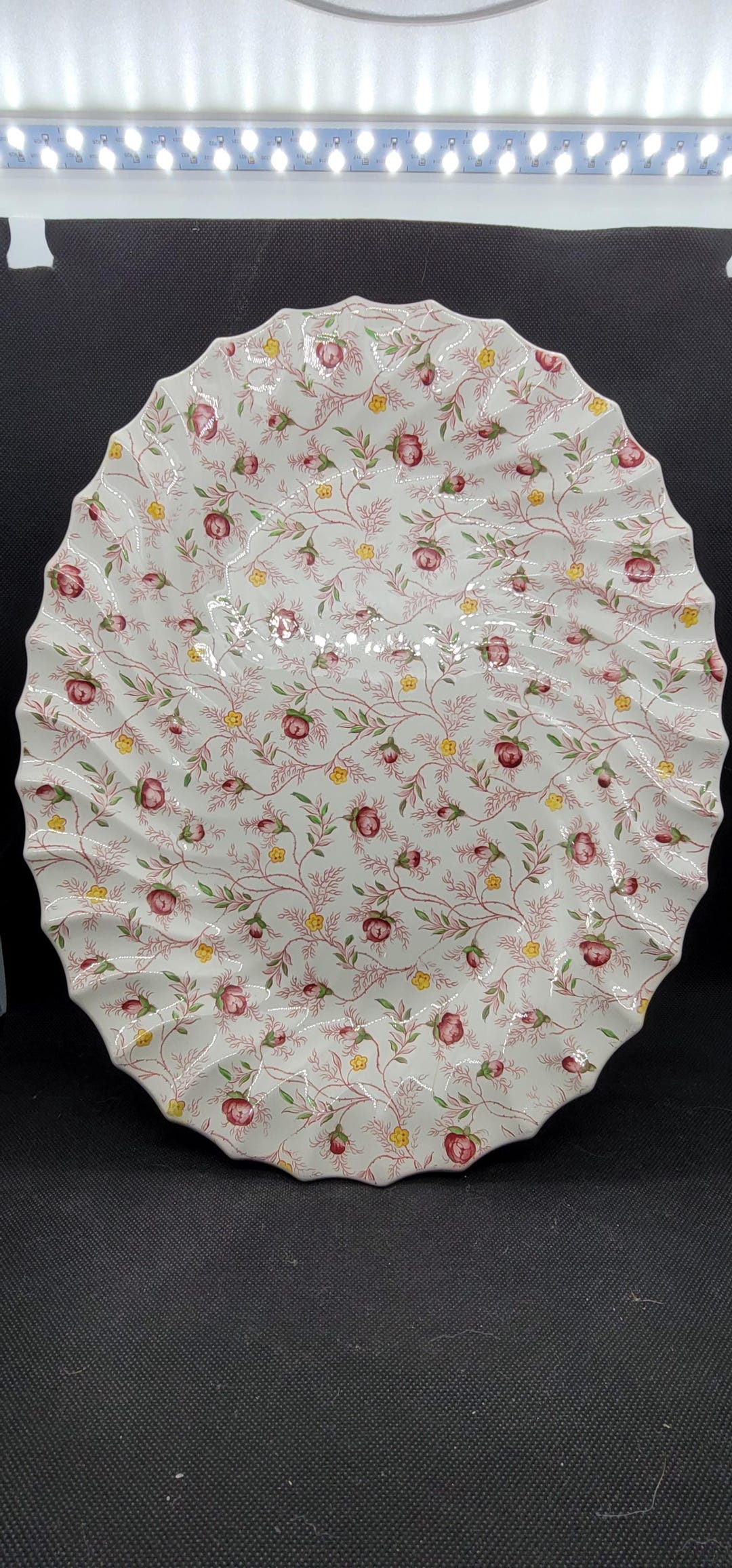 Copeland Spode Rosebud Chintz Pink Vine Large Oval Platter, White With ...