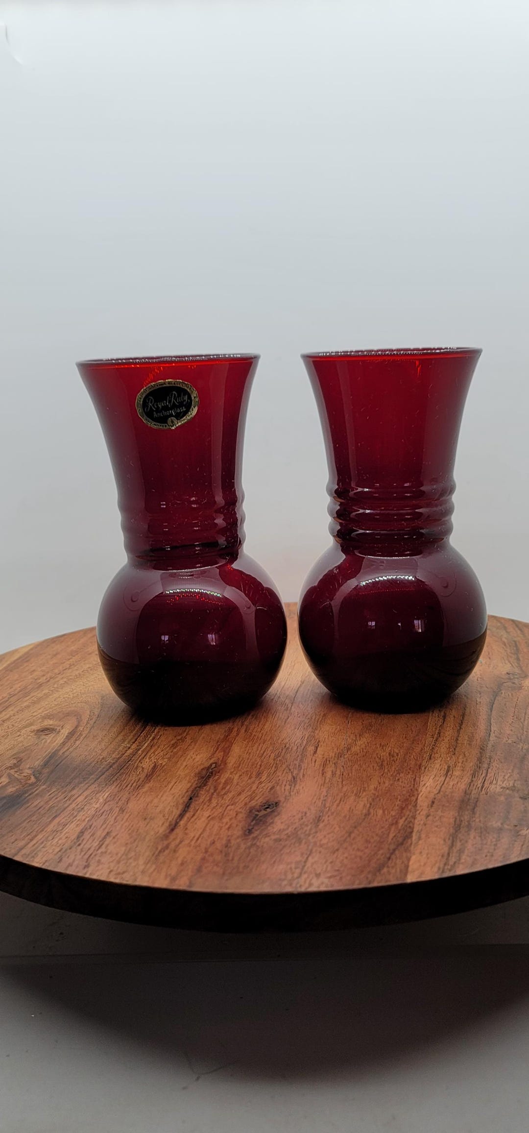Anchor Hocking Royal Ruby Red Glass Vases, 6 3/8 Inches Tall, 3.25 ...
