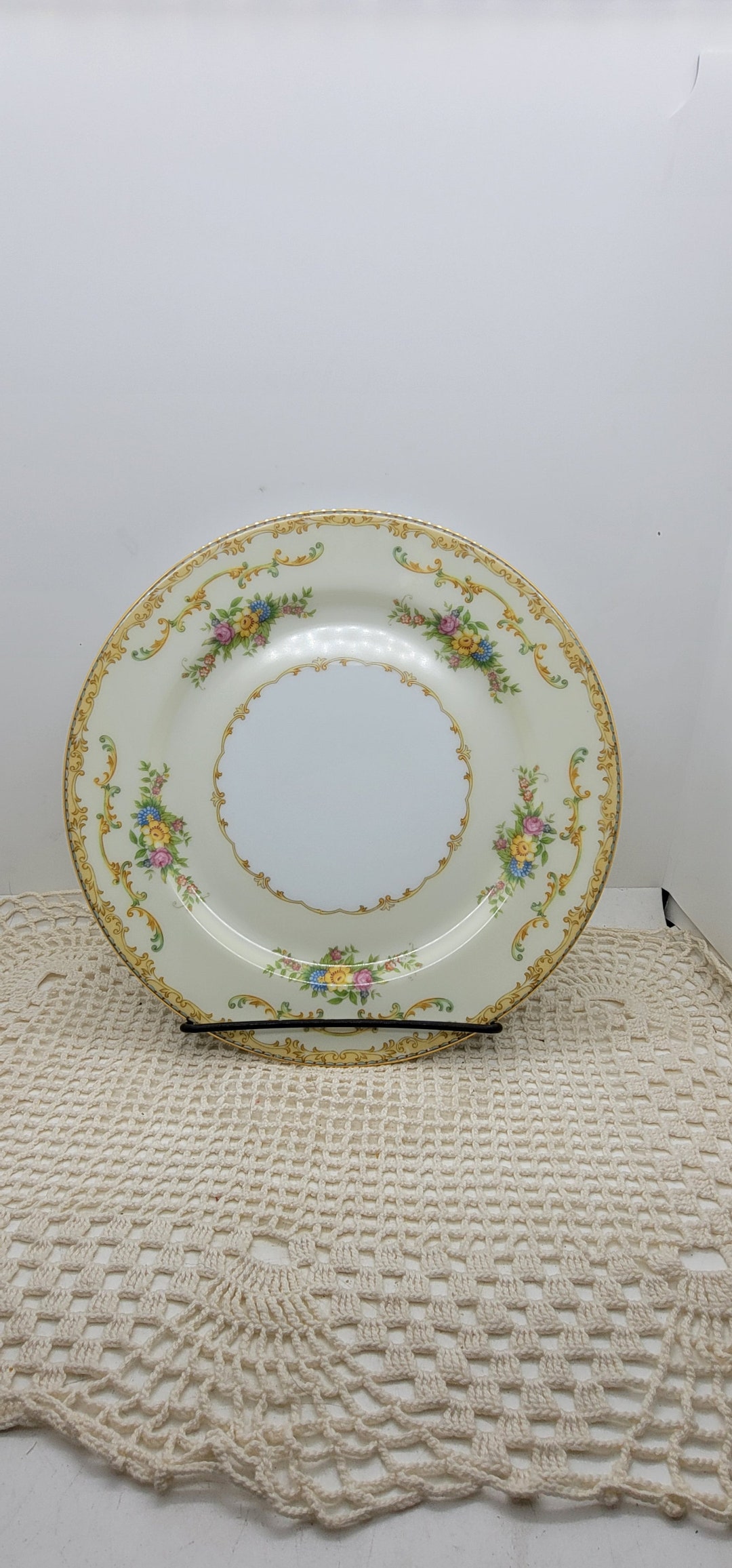 Set of Two Noritake Mimi Dinner Plates, Cream With Yellow & Green ...