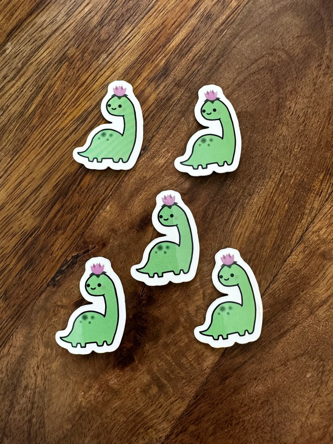 Set of 5 MINI Dinosaur With Flower Hat Stickers, Mini Dino Stickers ...