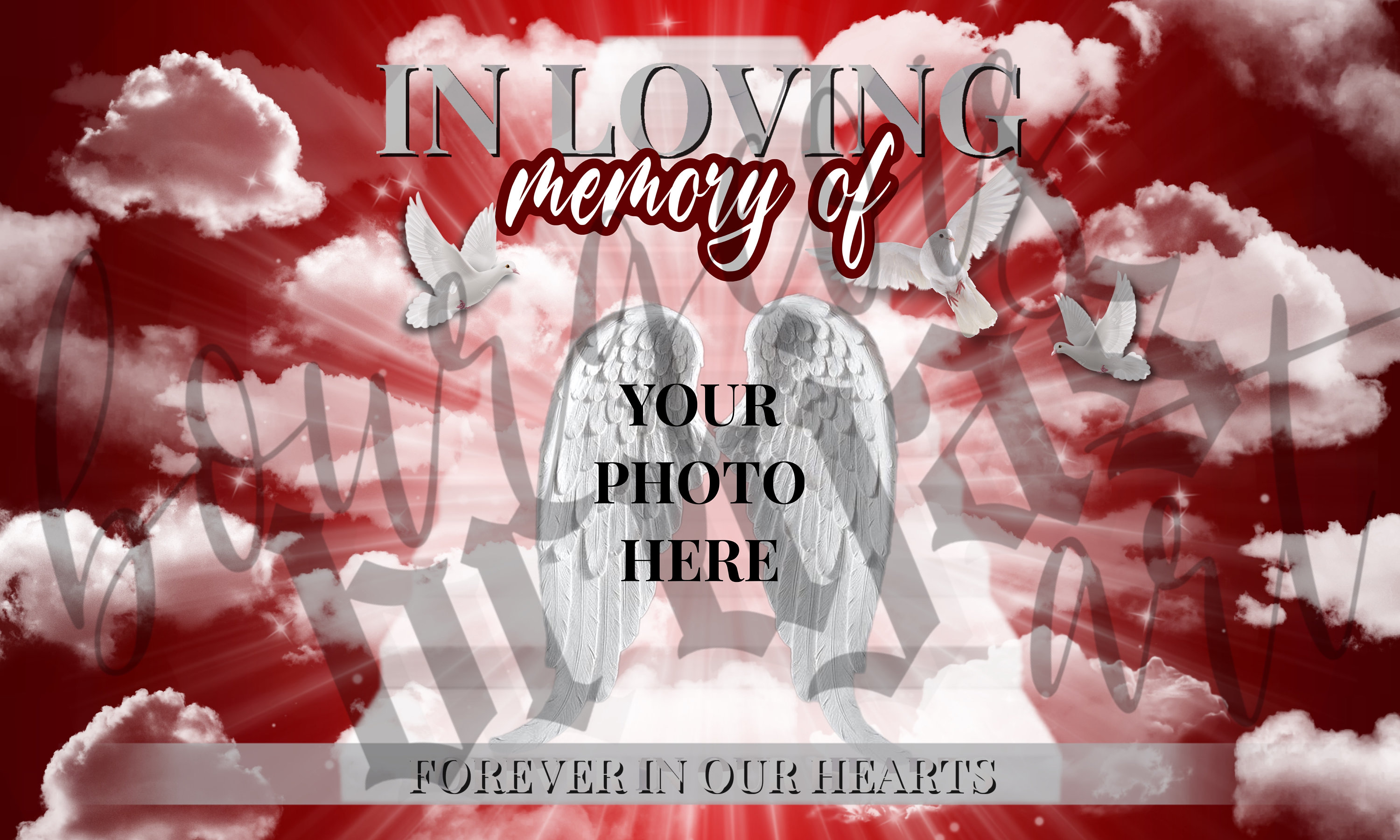 Red STAIRWAY TO HEAVEN | in Loving Memory | Pastel Memorial Background ...