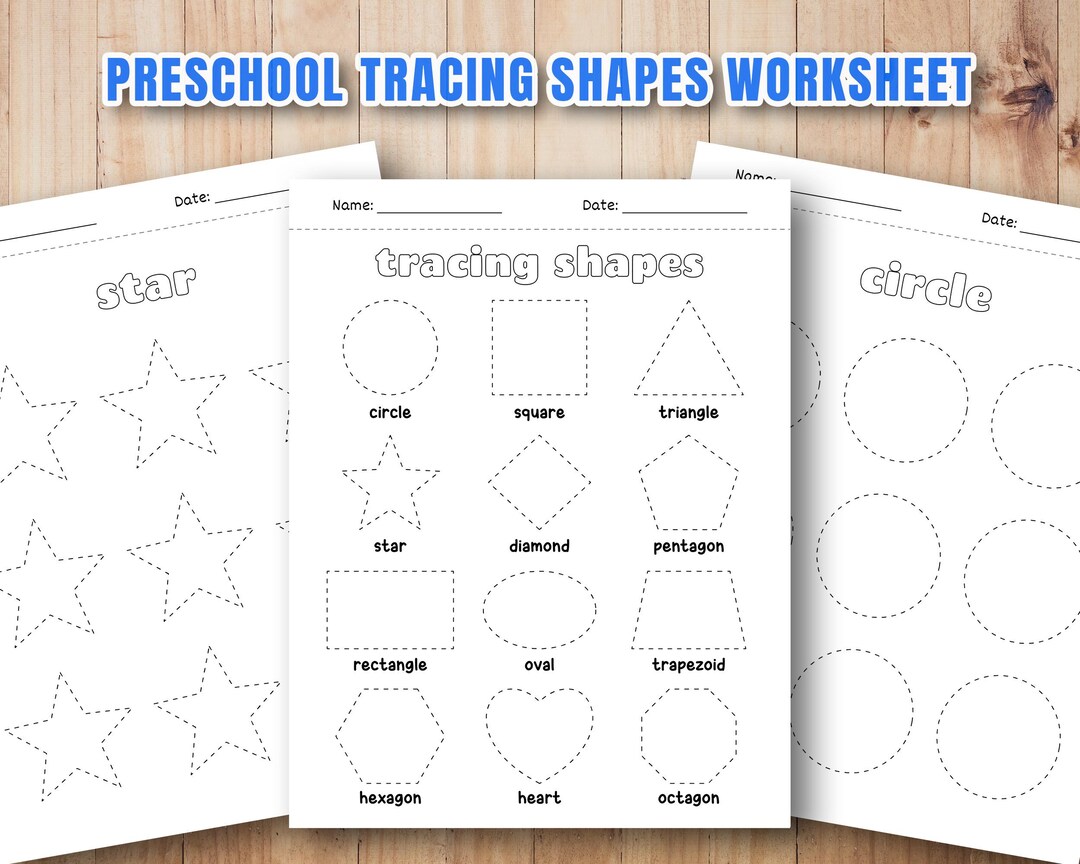 Printable Shape Tracing Worksheets for Preschool & Kindergarten | Basic ...