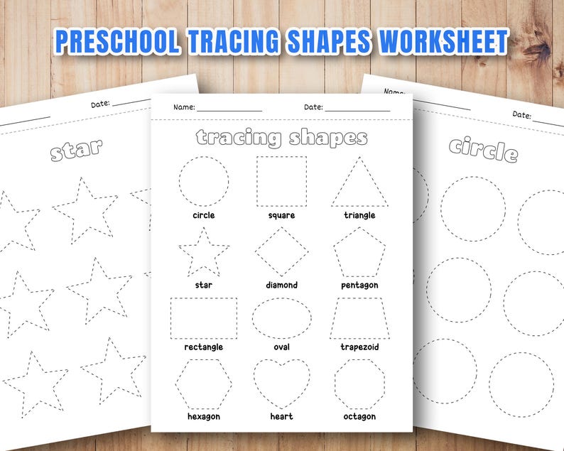 Printable Shape Tracing Worksheets for Preschool & Kindergarten | Basic ...