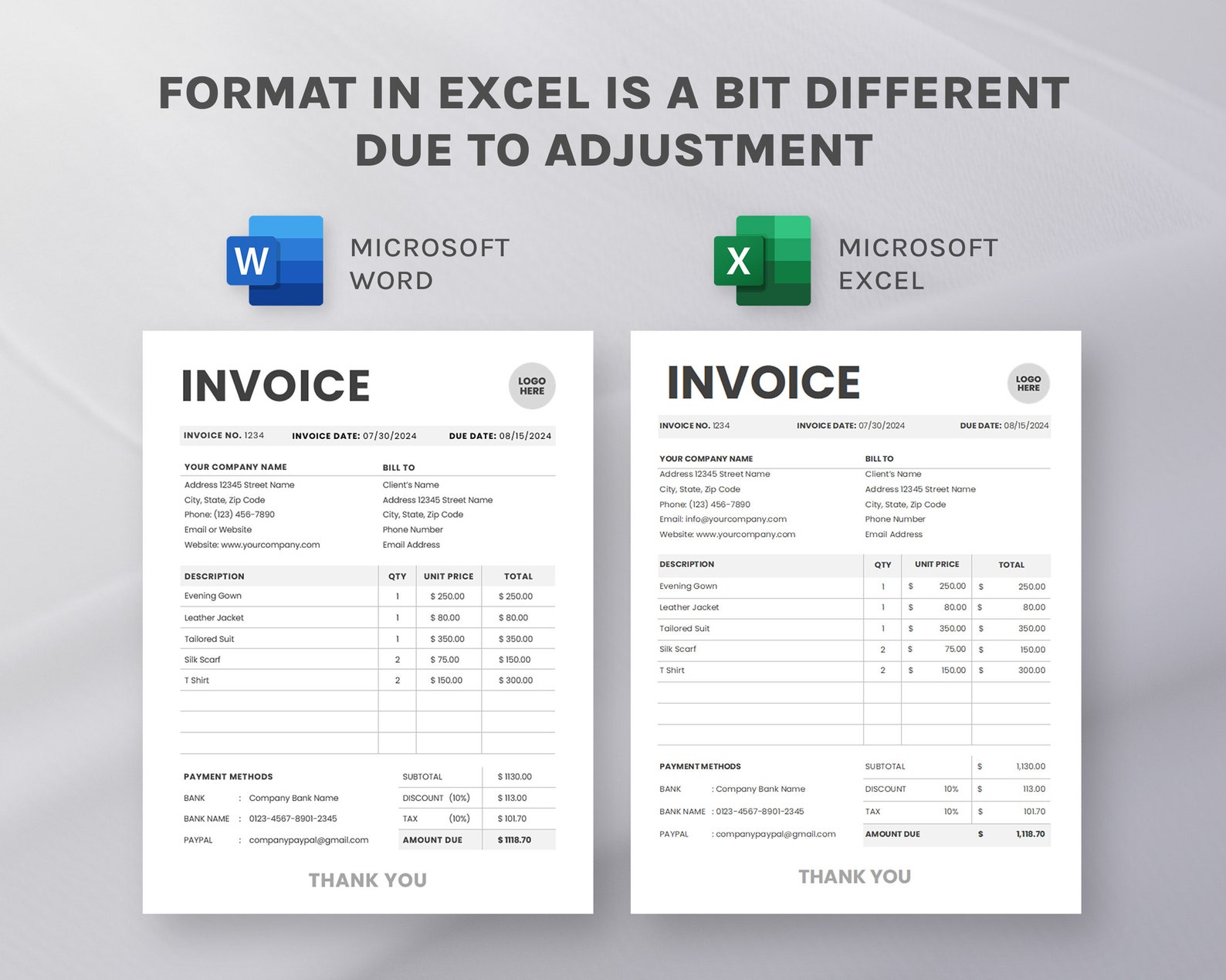 Professional Invoice Template | Editable Word & Excel Format ...