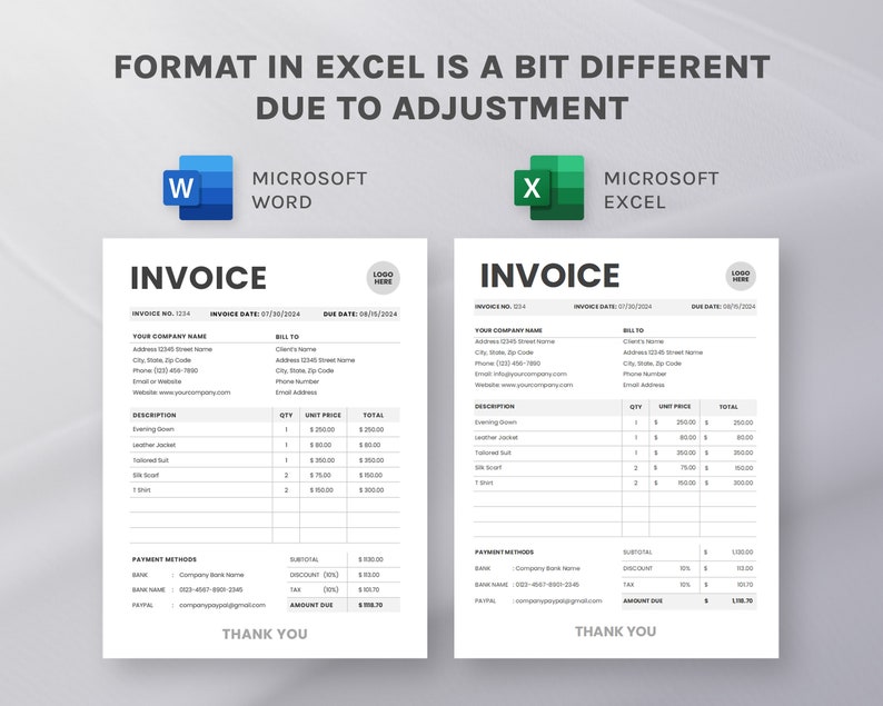 Professional Invoice Template | Editable Word & Excel Format ...