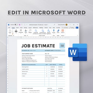 Job Estimate Template - Modern Professional Work Estimate - Editable ...