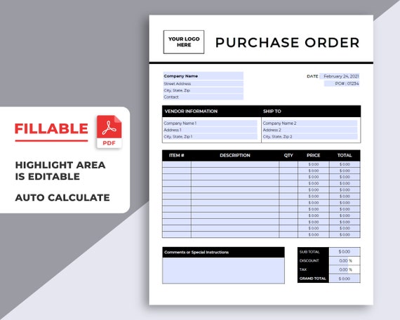 Purchase Order Template Pdf