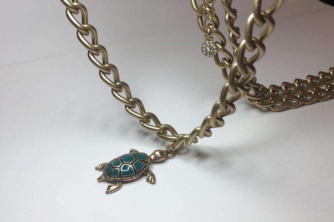 Chunky Turtle Chain Necklace - Etsy UK