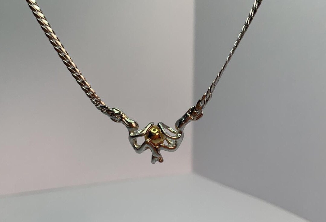 RARE - Magnificent Silver Necklace With 2 Muses and Vermeil Ball by ...