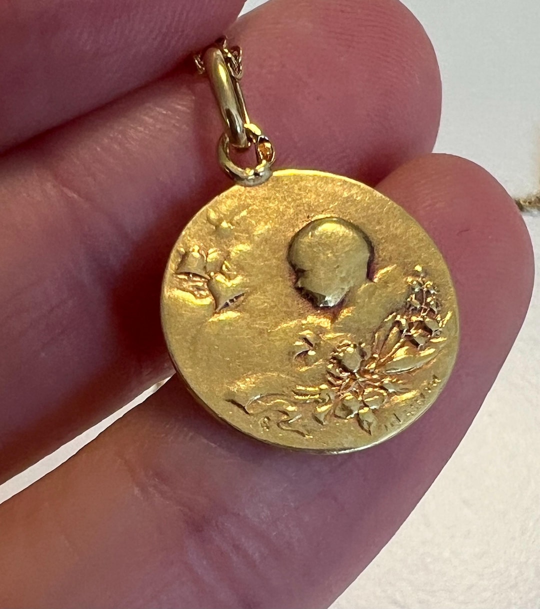 Beautiful 18k Yellow Gold Baptism Medal Pendant - Etsy