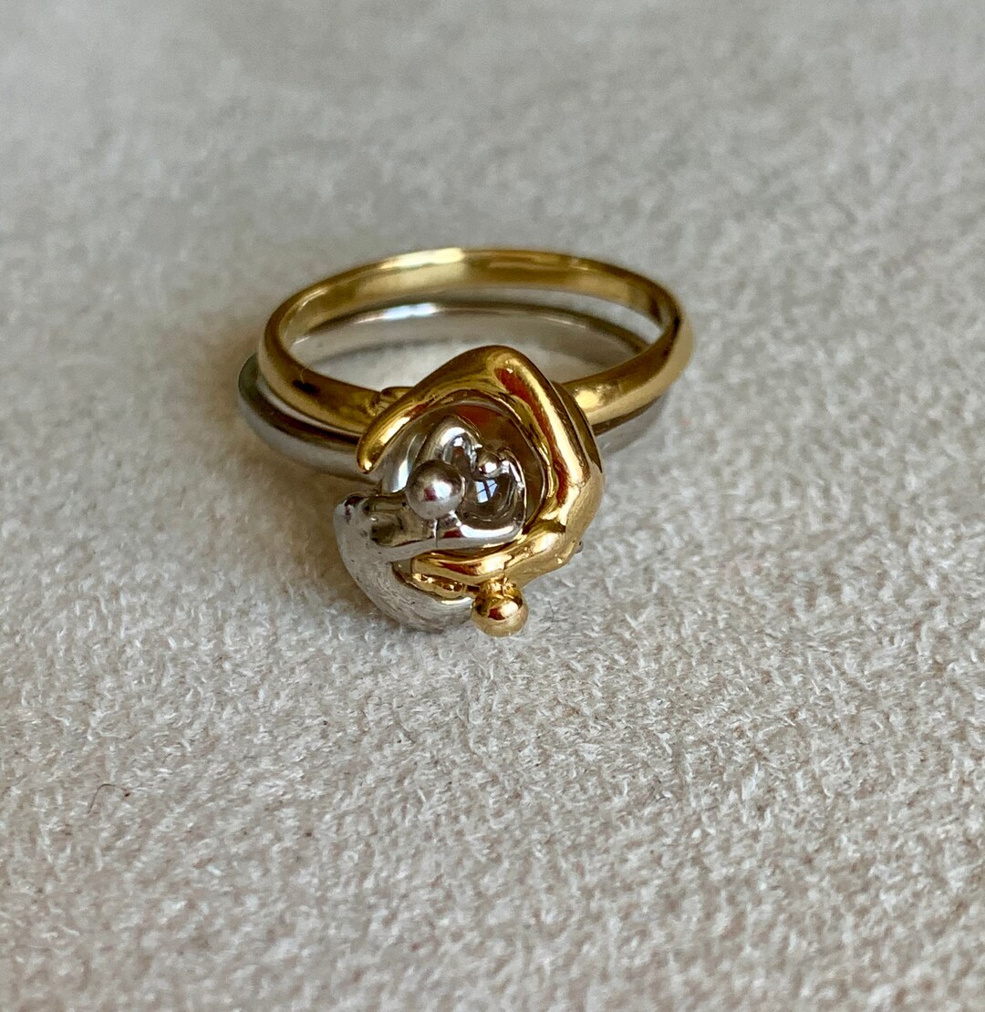 Charles Jourdan Two-tone Character and Crystal Ring - Etsy UK