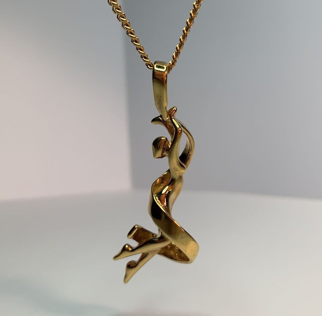 Dancer Pendant and Ribbon in Gold Plating by Charles Jourdan - Etsy