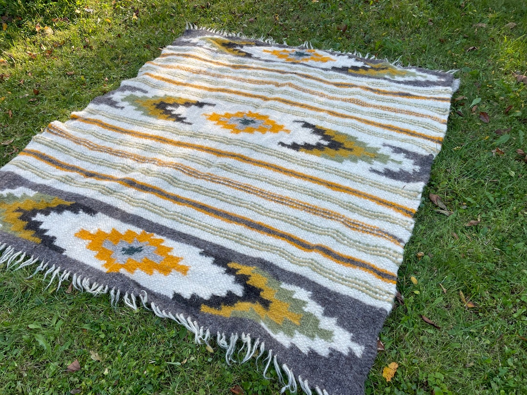 100% Wool Rug Hand Woven Sheep Wool Blanket Print Home Decor Traditional Ukrainian Rug Soft Warm ...