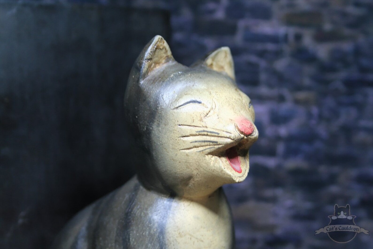 Cat Bookends Wooden Carved Cats Bookstand Figure - Etsy