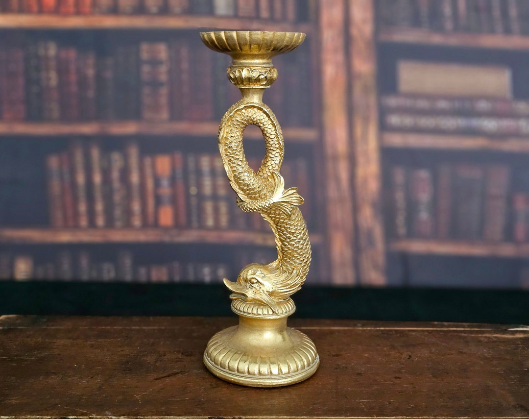Fish Candlestick Antique Style Nautical Candle Holder Polyresin ...