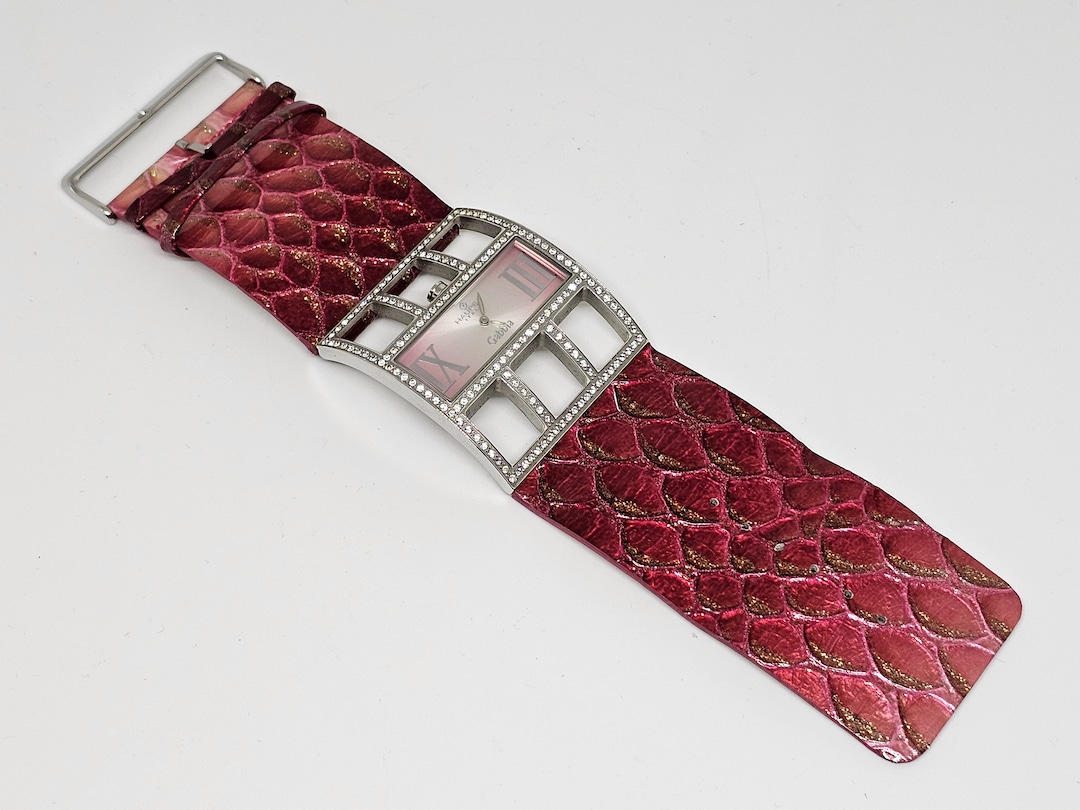 Vintage Watch Gabbia Haurex Italy Swarovski Vera Pelle Italian Made - Etsy