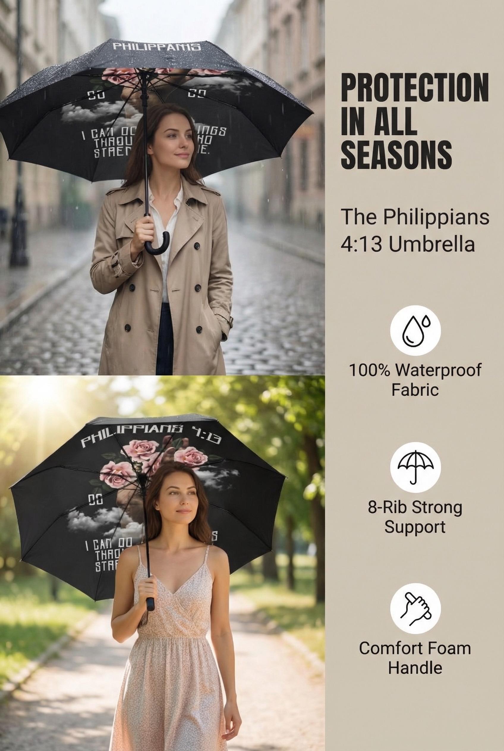 Christian Inspired Folding Umbrella – Philippians 4 13 Scripture Design ...