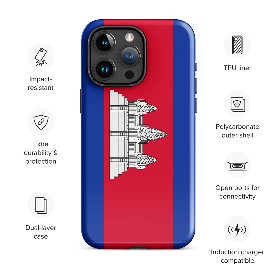 Cambodia Cambodian Flag iPhone Case 15 14 13 12 11 Pro Max Plus Mini ...
