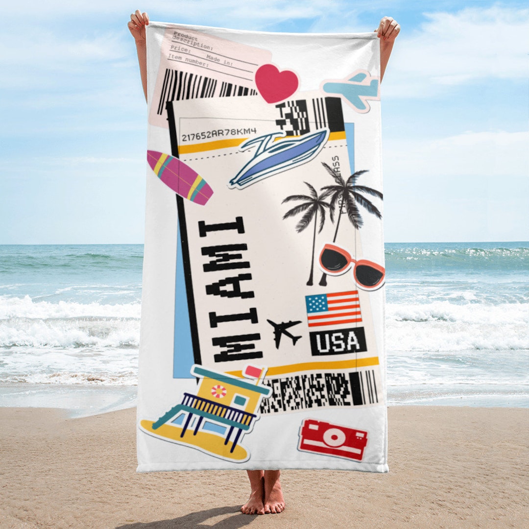 Miami Florida Miami Beach Towel Pool Towel Bath Sauna Bathroom Vacation ...