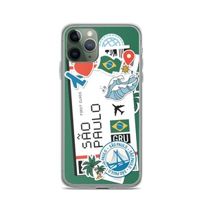 Sao Paulo Brasil Brazil Brazilian Flag Portuguese iPhone Case 15 14 13 ...