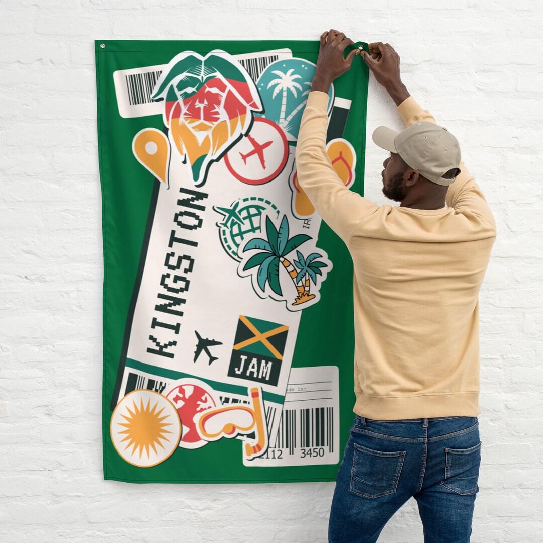 Kingston Jamaica Jamaican Flag Banner Wall Art Decor Banners Signs ...