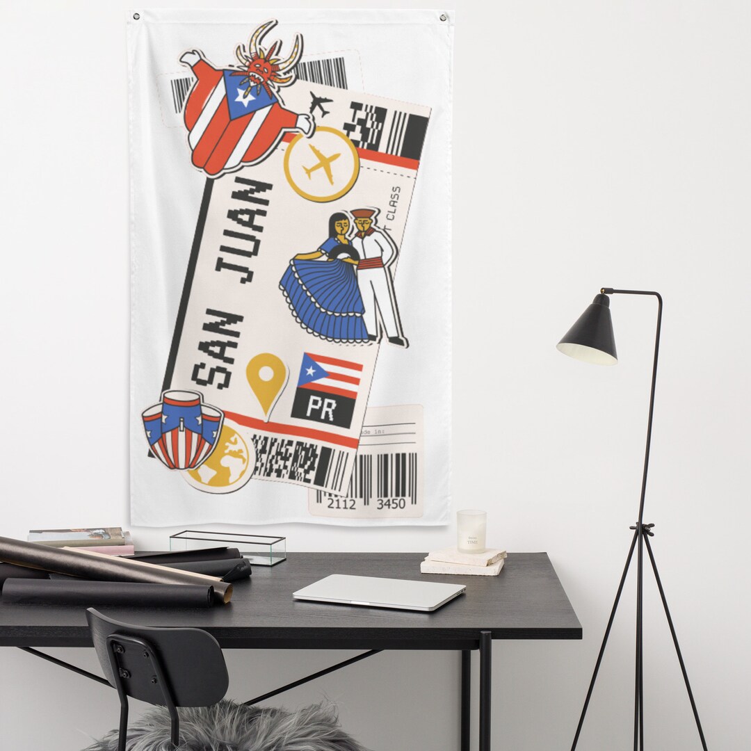 San Juan Puerto Rico Puerto Rican Flag Wall Decor Art Print Banner Gift ...
