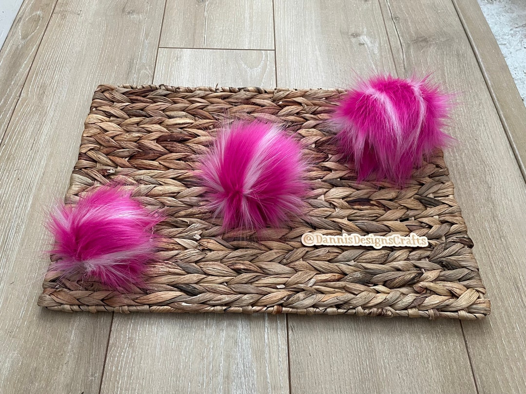 Lollipop Faux Fur Pom Pom, Pink and White, Small, Medium, Large, Fluffy ...