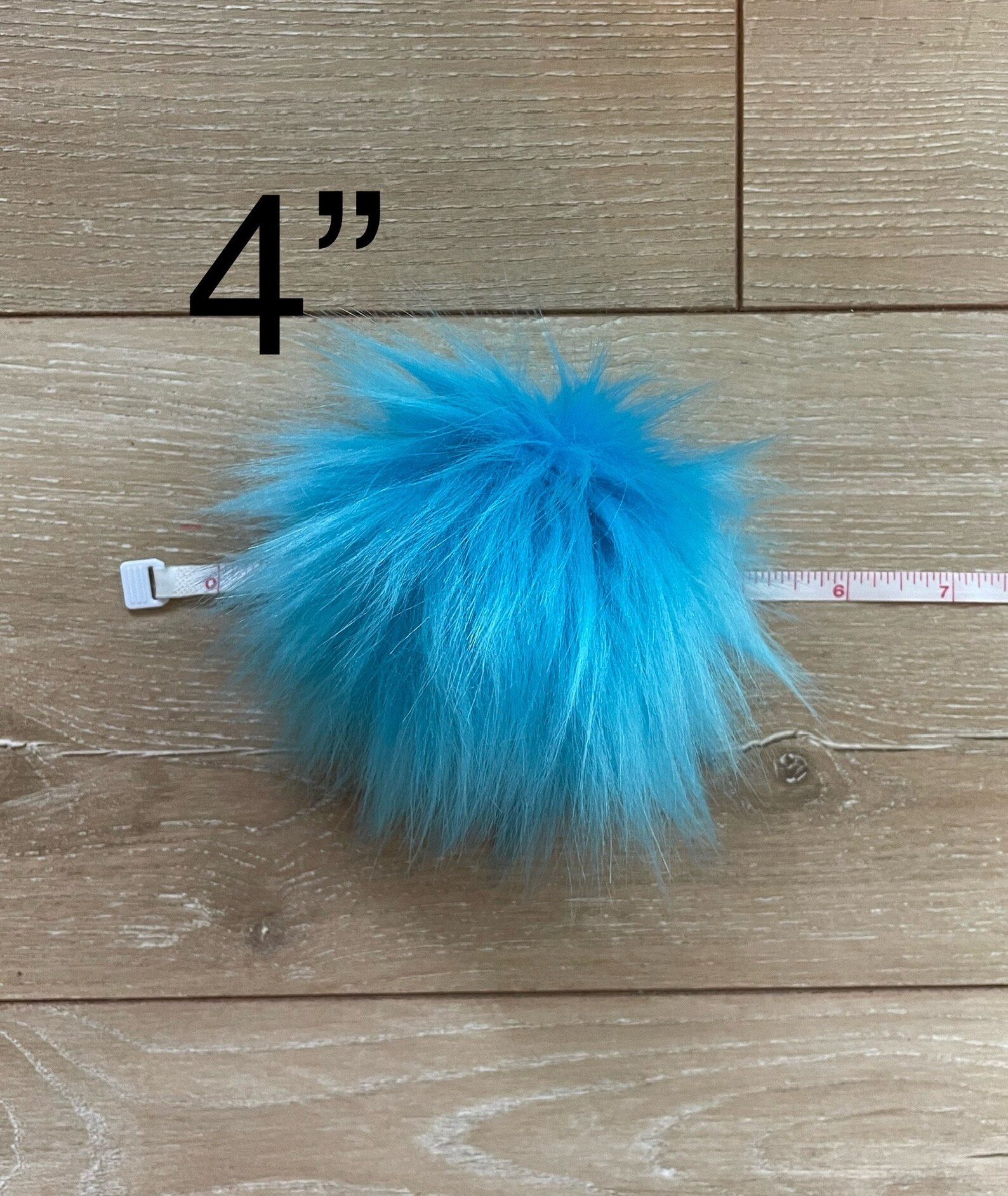 Electric Blue Pom, Faux Fur, for Knit and Crochet Beanies, Small Medium ...