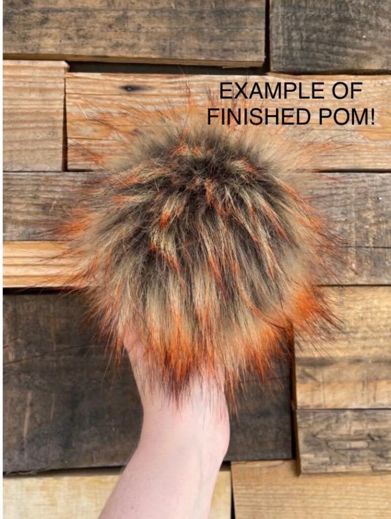DIY Ember Luxe Wolf SQUARE Faux Fur Pom Pom, Multi Tone, Small, Medium ...