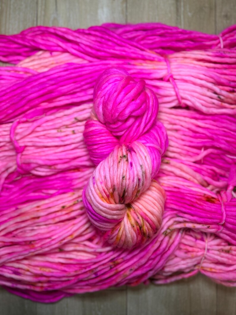 Pink Garden Hand Dyed Super Bulky Merino Wool, Size 6 Purple Pink Gold ...