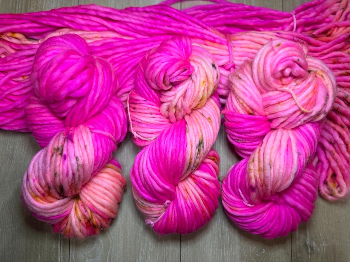 Pink Garden Hand Dyed Super Bulky Merino Wool, Size 6 Purple Pink Gold ...