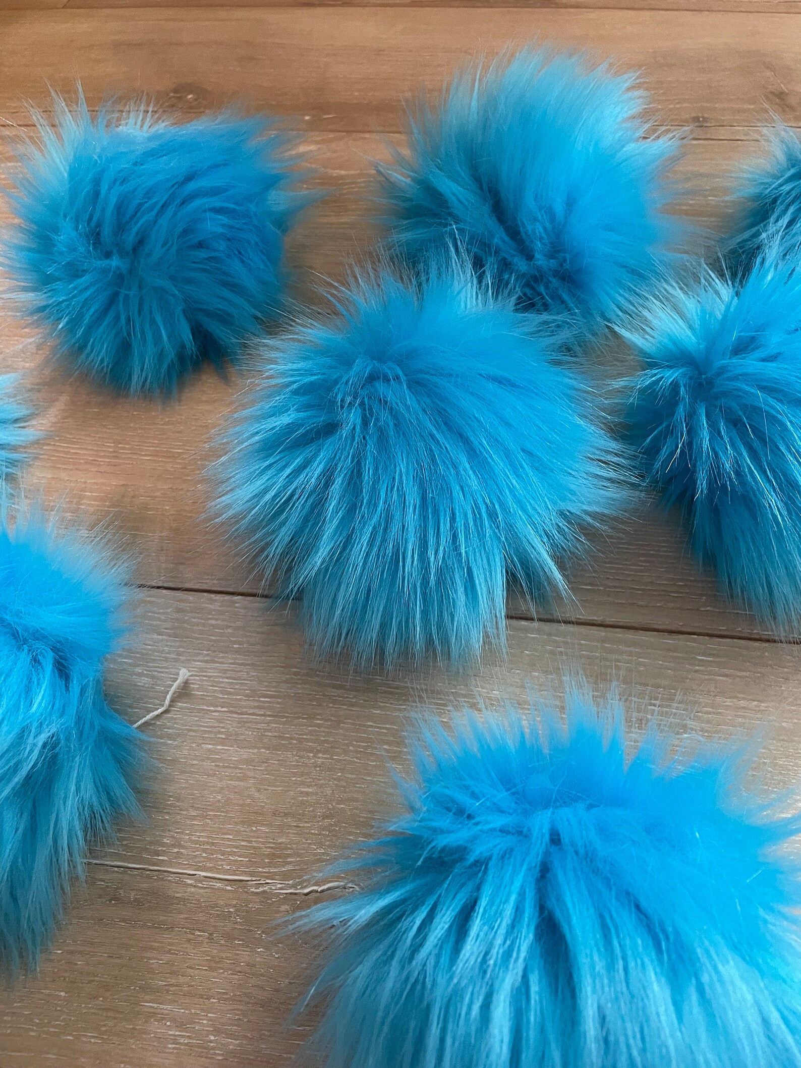 Electric Blue Pom, Faux Fur, for Knit and Crochet Beanies, Small Medium ...