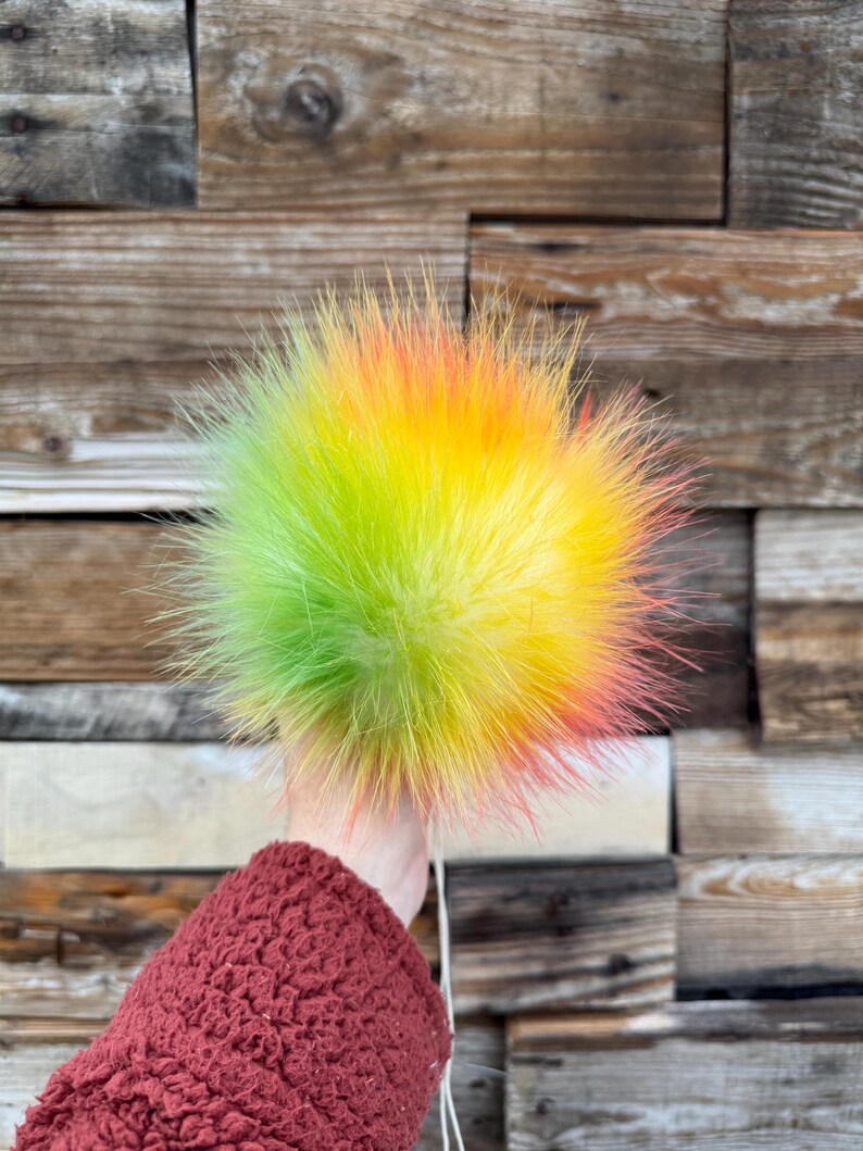 Neon Nova Faux Fur Pom Pom, Rainbow, Pink, Blue, Green, Orange, Small ...