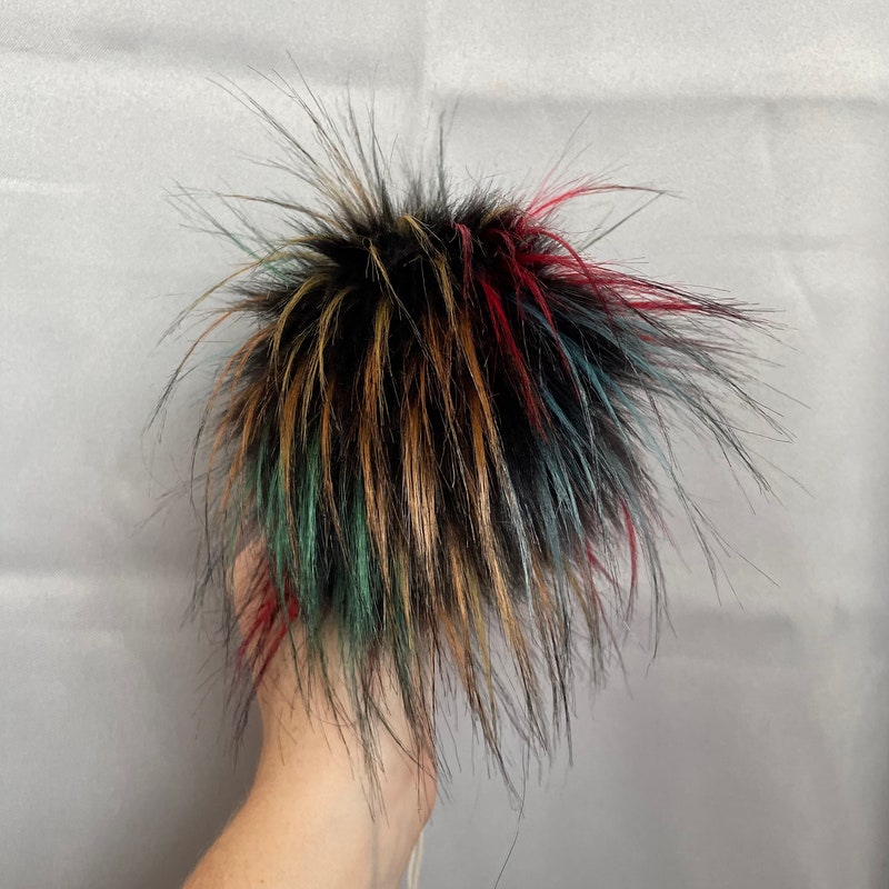 Multicolored Fur Pom Poms - Etsy