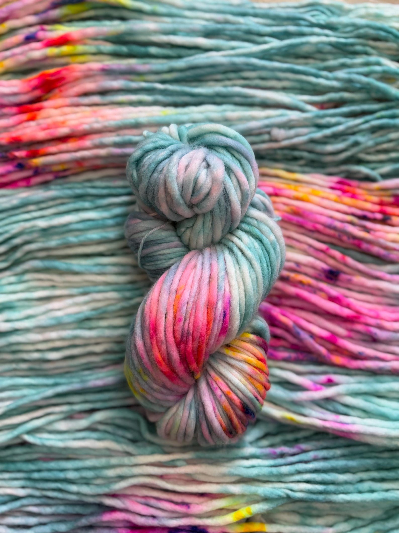 April Showers Hand Dyed Super Bulky Merino Wool, Size 6 Blue, Speckled ...