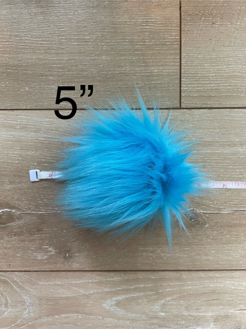 Electric Blue Pom, Faux Fur, for Knit and Crochet Beanies, Small Medium ...