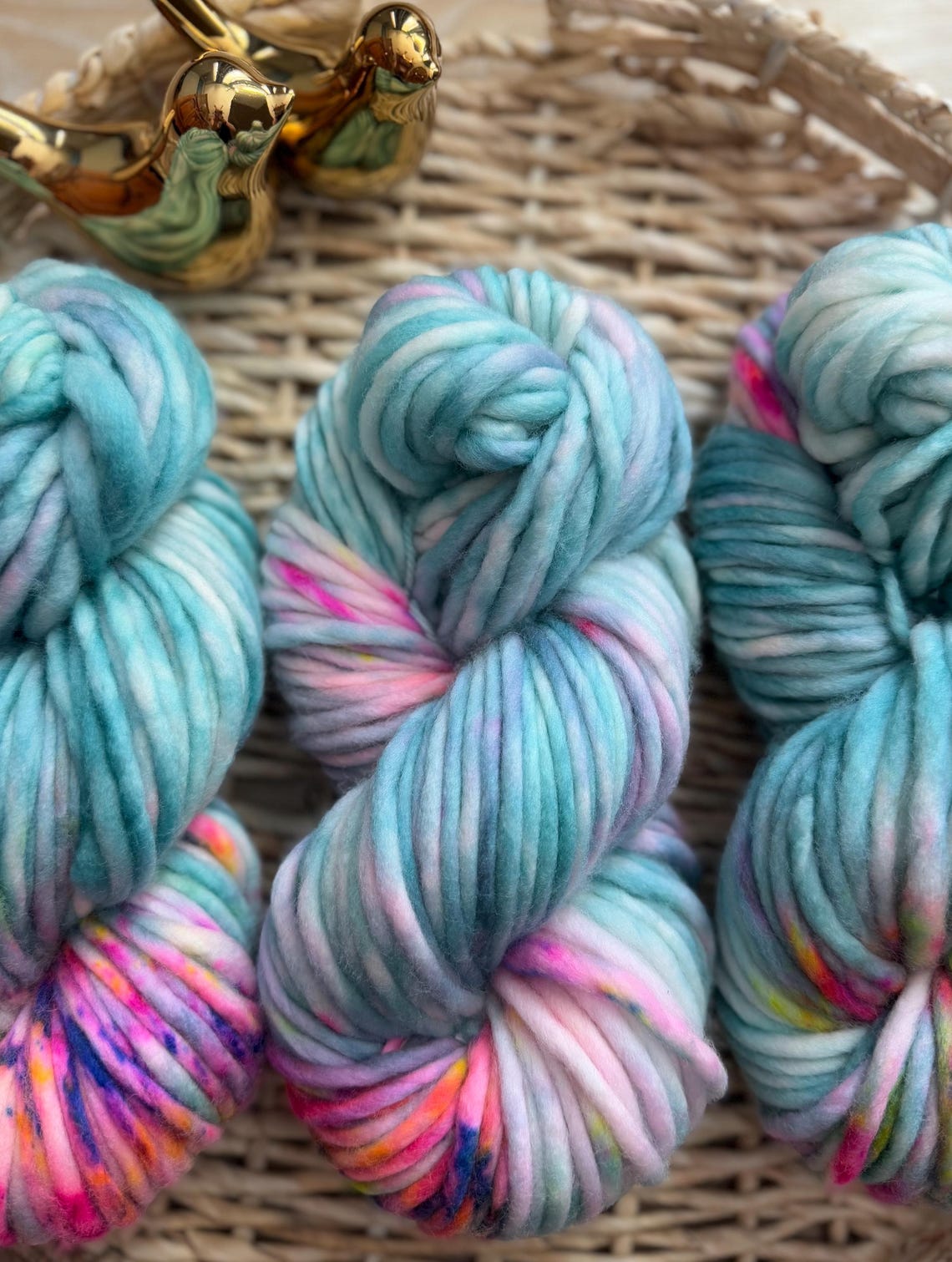 April Showers Hand Dyed Super Bulky Merino Wool, Size 6 Blue, Speckled ...