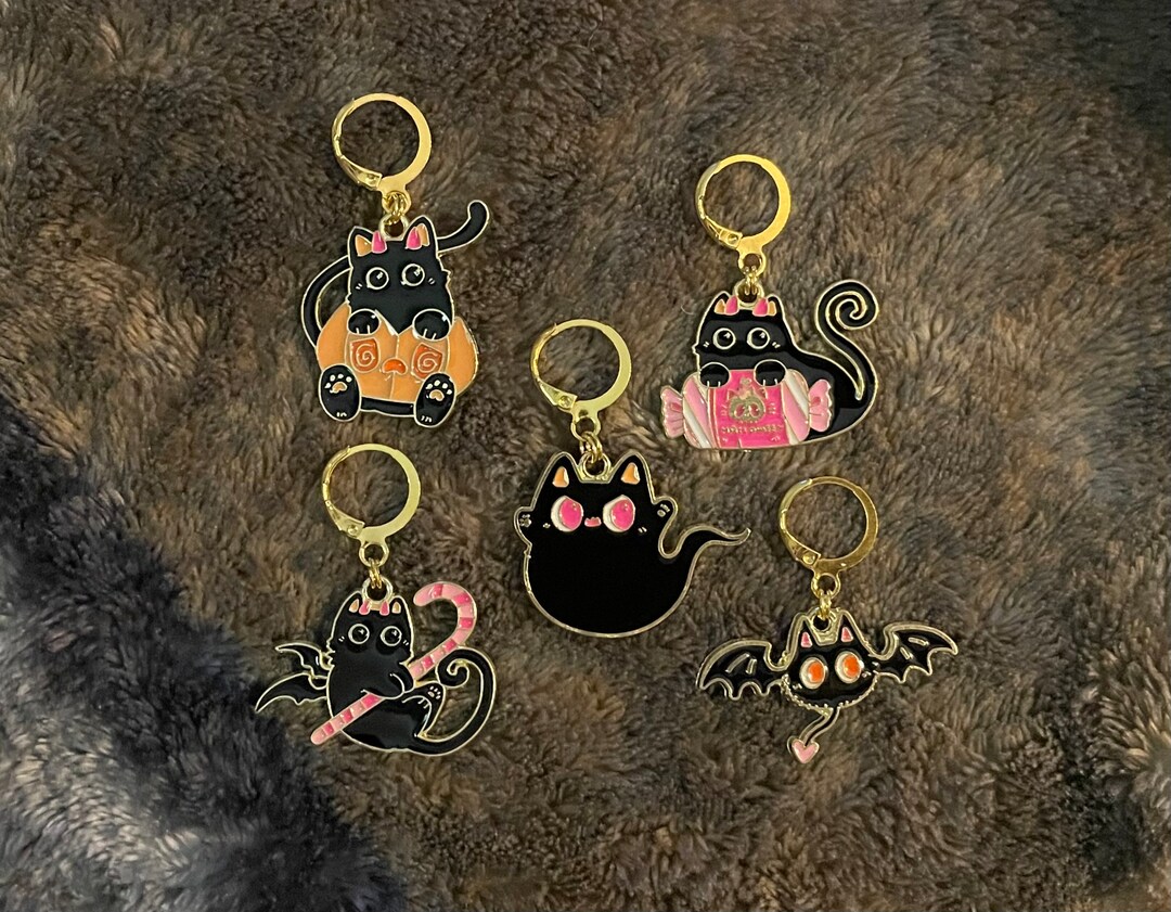 Cat Stitch Markers, Cute Kitty, Black Cat, Crochet, Knit, Gold Plated ...