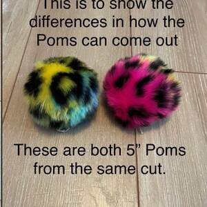 Rainbow Cheetah Faux Fur Pom Pom, Multi Color, Pink, Purple, Blue ...