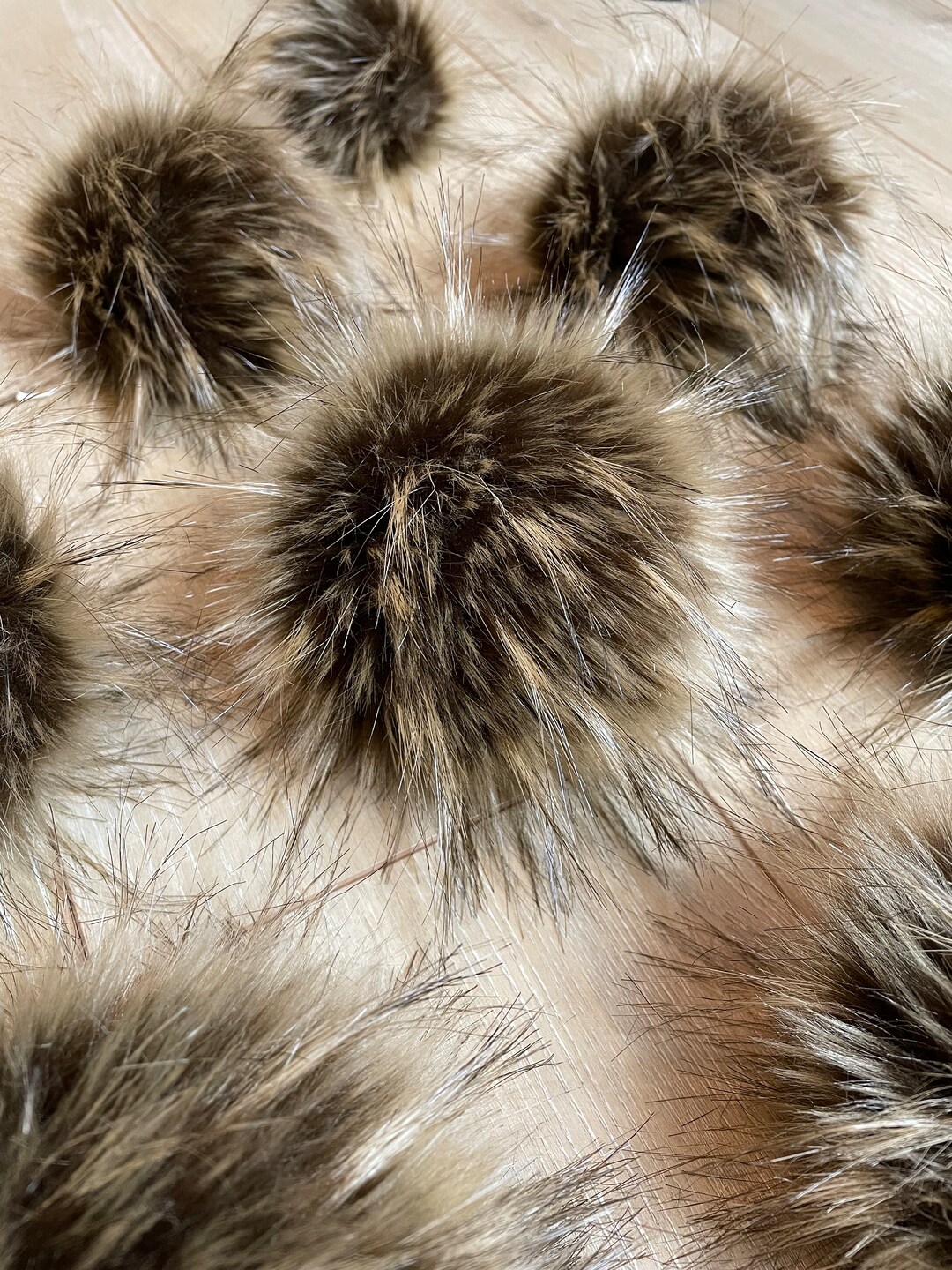 Tabby Cat Faux Fur Pom, Vegan Fur, for Crochet Knit Beanies Toque ...