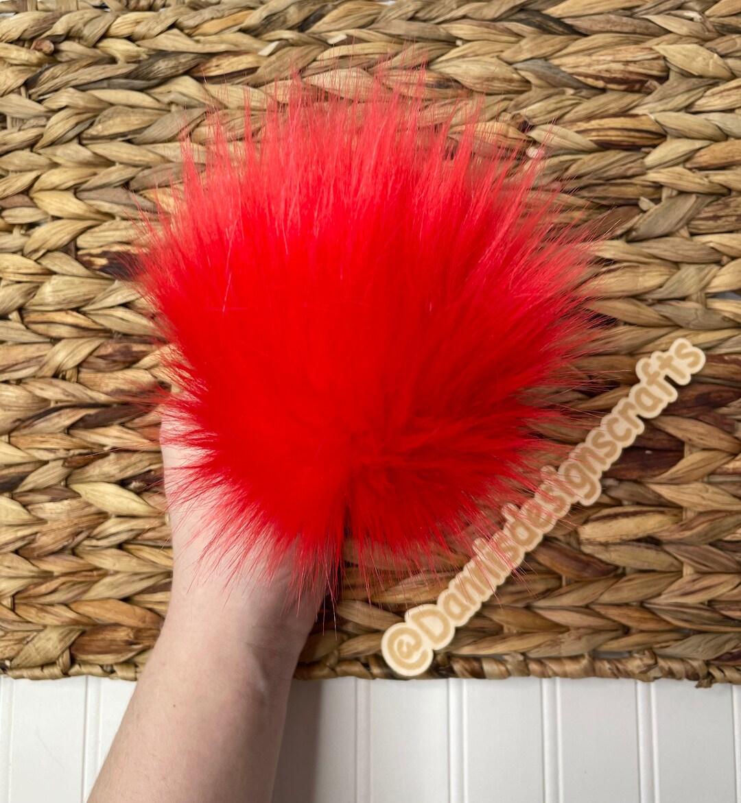 Fire Red Faux Fur Pom Pom, Vibrant Red, Small, Medium, Large, Fluffy ...