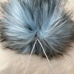 Ice Blue Faux Fur Pom Pom, Light Blue With Black Tips, Small, Medium ...