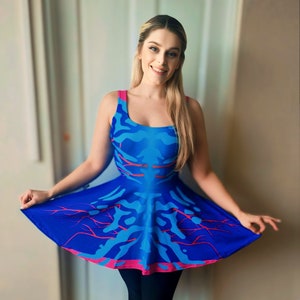 Twilight Mirage: Blue and Pink Banshee Skater Dress - Etsy