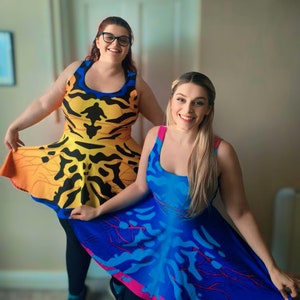 Twilight Mirage: Blue and Pink Banshee Skater Dress - Etsy