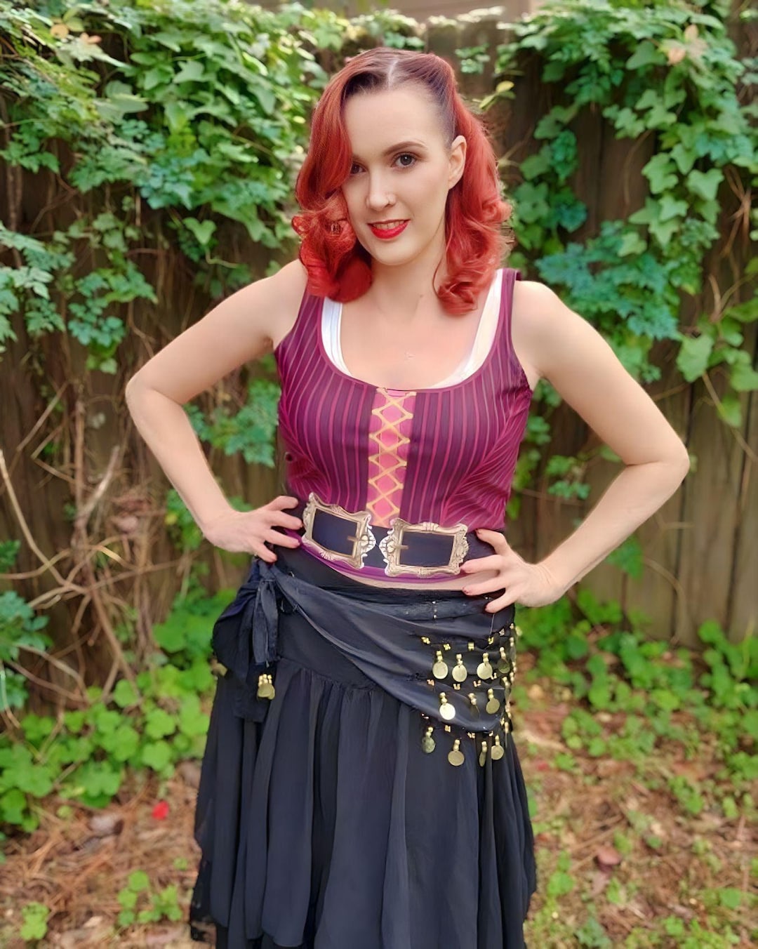 Red Pirate Sleeveless Crop Top: Women's Costume, Cosplay Disneybound ...