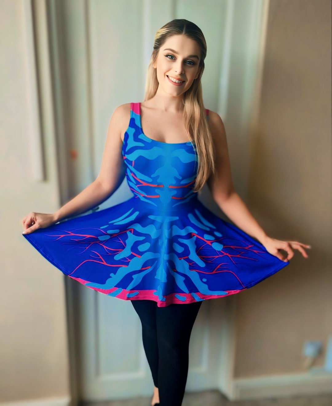 Twilight Mirage: Blue and Pink Banshee Skater Dress - Etsy